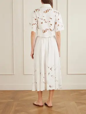 Zimmermann Mahon Embroidered Crop Shirt - White