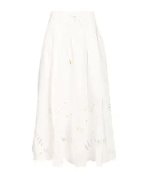 Zimmermann Mahon Cut-out Detailed Midi Skirt - White