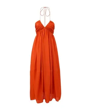 Zimmermann Zimmermann Halterneck Maxi Dress In Silk Habutae Mandarin