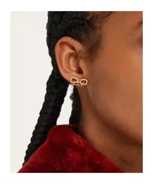 FERRAGAMO Vara Bow Crystal Pavé Earrings - Gold