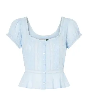Rixo Short Sleeved Top With Lace Details