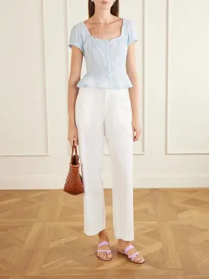 Rixo Short Sleeved Top With Lace Details
