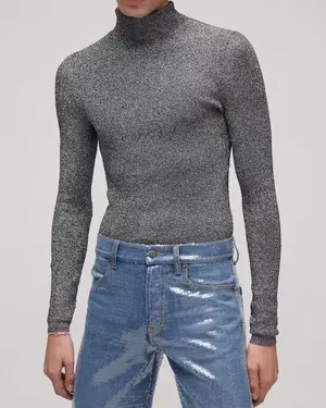 Gucci Mock Neck Knit Sweater - Silver