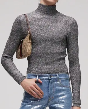 Gucci Mock Neck Knit Sweater - Silver