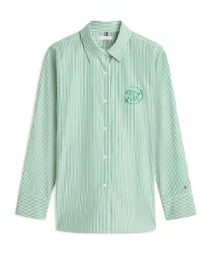 Tommy Hilfiger Striped Logo Embroidered Shirt