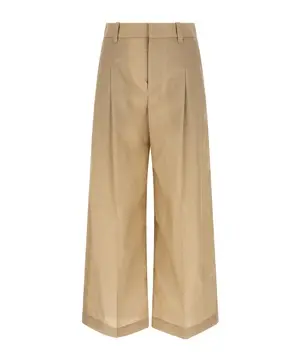 Brunello Cucinelli Pleated Wide Leg Trousers - Light Brown