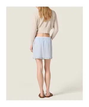 Miu Miu Cashmere Cardigan With Lace Trim And Logo