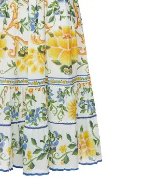 Farm Rio Floral V-neck Midi Dress With Waist Tie