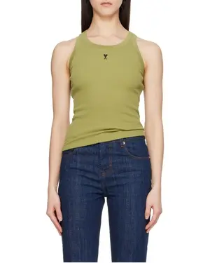 AMI Paris De Coeur Ribbed Tank Top