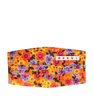 Marni Floral Print Face Mask - Orange