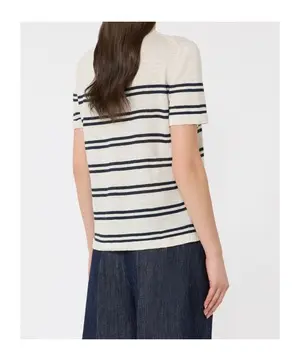 Max Mara Striped Fine Knit Short Sleeve Crewneck Pullover