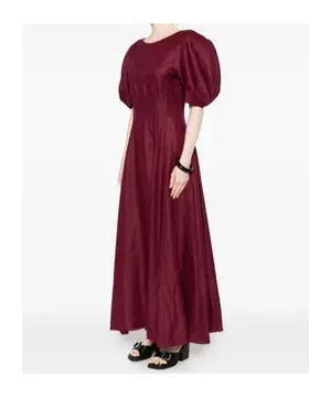 Gabriela Hearst Puff Sleeve Maxi Dress With Belted Waist - Brown
