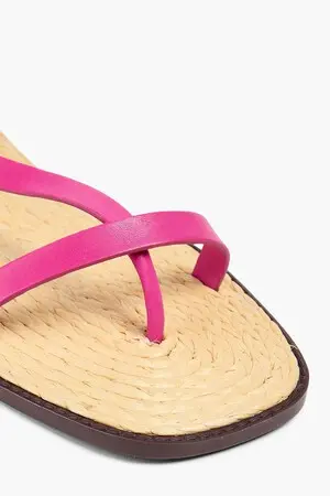 Farm Rio Leather Sandals With Ankle Strap And Square Toe