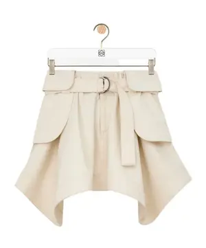 Loewe Belted Cotton Gabardine Mini Skirt