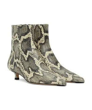 AeydĒ Pointed Toe Zip Up Ankle Boots - Nude