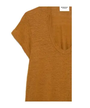 Isabel Marant Étoile Zankou V-neck T-shirt - Caramel Brown