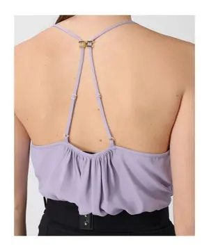Elisabetta Franchi Georgette Bodysuit Top With Logo Embellishments