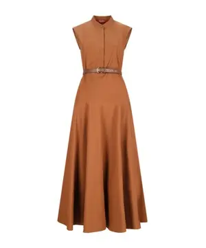 Max Mara Belted Cotton Midi Dress