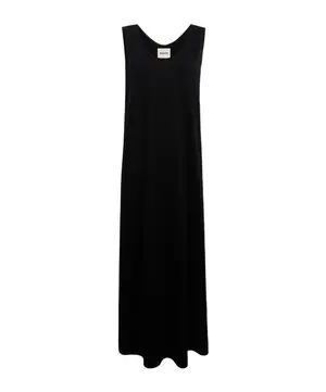 Khaite Sleeveless Round Neck Silk Knit Maxi Dress