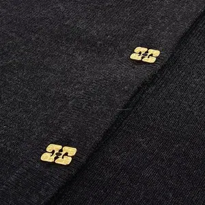 GANNI V-neck Logo Embroidered Cardigan