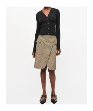 GANNI V-neck Logo Embroidered Cardigan