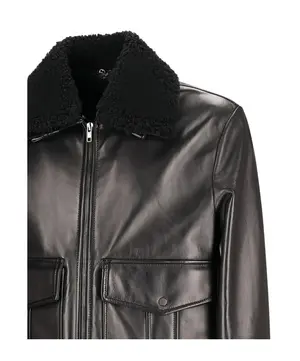 SALVATORE SANTORO Leather Jacket With Shearling Collar