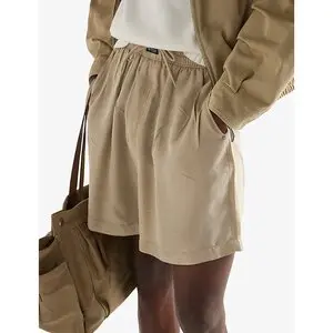 Prada Logo-patch Silk-blend Bermuda Shorts