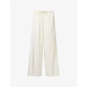 ATELIER NINETY FIVE Wide-leg Drawstring Satin Trousers