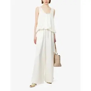 ATELIER NINETY FIVE Wide-leg Drawstring Satin Trousers