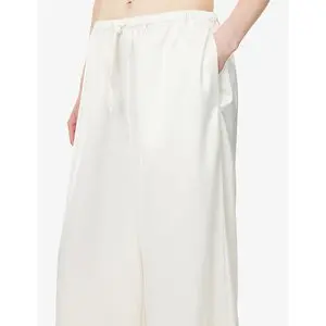 ATELIER NINETY FIVE Wide-leg Drawstring Satin Trousers