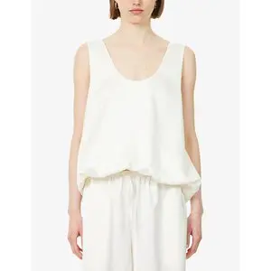 ATELIER NINETY FIVE Sleeveless Satin Bubble Hem Top
