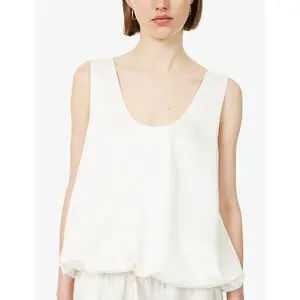 ATELIER NINETY FIVE Sleeveless Satin Bubble Hem Top
