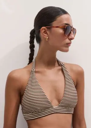ME+EM Striped Halterneck Bikini Top