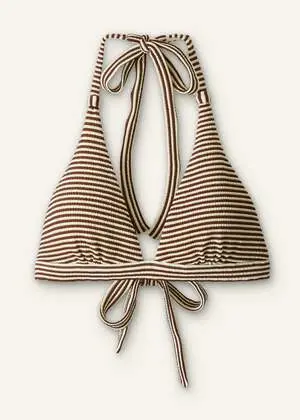 ME+EM Striped Halterneck Bikini Top
