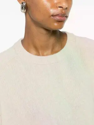 Soft Goat Crew Neck Raglan Sleeve Sweater - Neutrals