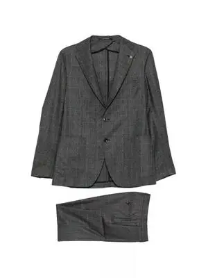 Tagliatore Check-pattern Single-breasted Suit - Grey