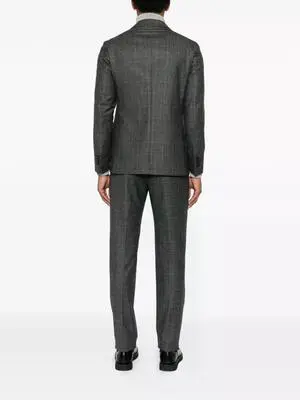 Tagliatore Check-pattern Single-breasted Suit - Grey