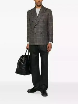 Tagliatore Double-breasted Check Blazer - Brown