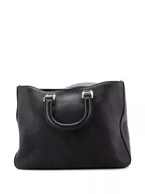 Fendi Selleria Ff Handle Tote Leather Medium Satchel - Black