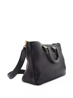 Fendi Selleria Ff Handle Tote Leather Medium Satchel - Black