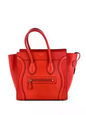 Celine Luggage Bag Grainy Leather Micro Tote Bag - Red