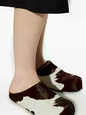 Marni Animal-print Calf-hair Sandals - Brown