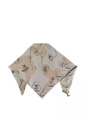 VIVIENNE WESTWOOD Orb-print Frayed Scarf - Neutrals