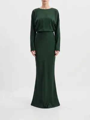 Norma Kamali Long Sleeve Satin Gown