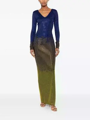 MIRON V-neck Maxi Dress With Glass-stone Embellishment