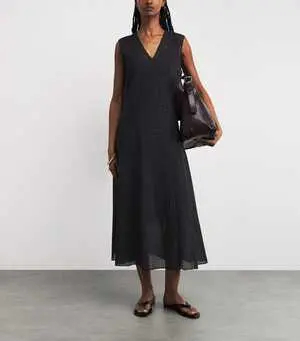 Theory Broderie Anglaise V-neck Midi Dress