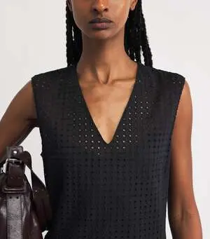 Theory Broderie Anglaise V-neck Midi Dress