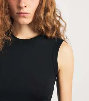 Eterne Fitted Cotton-modal Tank Top - Black
