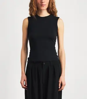 Eterne Fitted Cotton-modal Tank Top - Black
