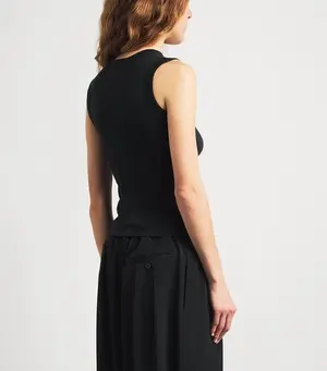 Eterne Fitted Cotton-modal Tank Top - Black